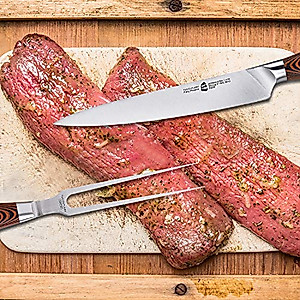 TUO Carving Set - 9" Carving Knife & 7" Fork - Professional 2 Pcs Meat Carving Knife Set - German Stainless Steel Slicing Set - Pakkawood Handle - Luxurious Gift Box Included - Fiery Phoenix Series
