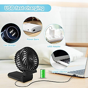 Mini Handheld Fan,Portable Foldable USB Fans with Smart Led Digital Display,Quiet Small Desk Fan with 4 Speed,Personal Rechargeable 4000mAh Battery Operated Fan for Office Outdoor Sport Home Traveling