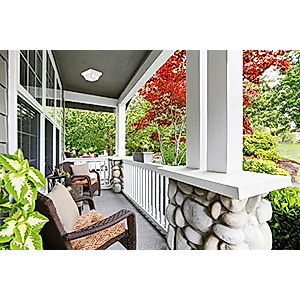 Design House 501858 Traditional 2-Light Outdoor/Indoor Ceiling Light Dimmable with Frosted Glass for Porch Entryway Patio, White