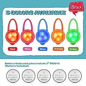 8 Pieces Dog Collar Light Waterproof Silicon Dog Collar Light LED Night Pet Strobe Harness Leash Necklace Lights for Walking Camping Warning Reflective Gear Accessories