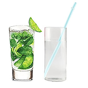 24Pcs Reusable Drinking Straw by WerkaSi, 10.6-inch 12Pcs Long Clear Plastic Straws and 9-inch 12Pcs Boba Colored Straws with 2Pcs Straw Brushs