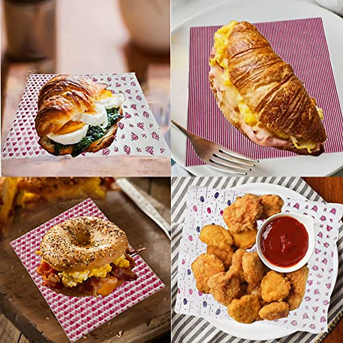 200 Pieces Wax Paper Deli Paper Sheets Sandwich Wrap Parchment Paper Picnic Paper Sheets for Food Basket Liner, Party,Kitchen,Restaurant(9.8inx8.5in)