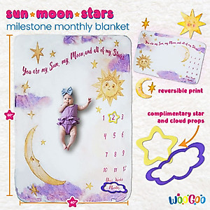 WooGoo Baby Milestone Blanket for Baby Boys and Baby Girls - Soft Premium Fleece - Baby Boy Shower Gifts - Baby Growth Chart - New Born Baby Gifts, Blanket, 40 x 60 Inches (Pink)