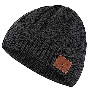 Deegotech Bluetooth Beanie, Winter Music Hat Christmas Stocking Stuffers Tech Gifts for Men Women, Bluetooth 5.0 Wireless Beanie Headphones with Speakers Built-in Microphone for Adults Teens - Black