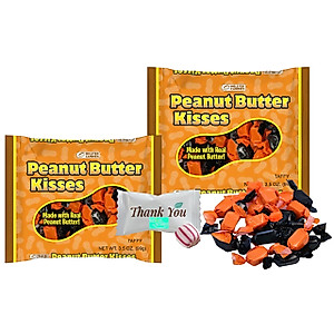 Melster Peanut Butter Kisses 3.5 0z Bag (Pack of 2) Gluten Free Halloween Candy Great for Holidays, Office Bowl, Birthday Party, Christmas Candy | Bundled with Soko Smiles Thank You Mint.