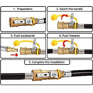 GASLAND 12 FT Low Pressure Propane Quick Connect Hose, RV Propane Quick Connect Hose, Quick Disconnect Propane Hose Extension with 1/4” Safety Shutoff Valve and Male Full Flow Plug, CSA Certified