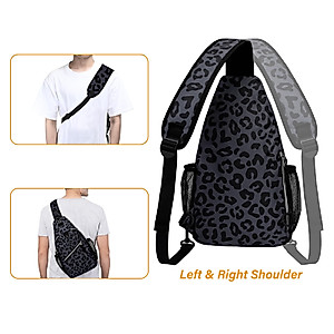 MOSISO Sling Backpack,Travel Hiking Daypack Leopard Grain Rope Crossbody Shoulder Bag & Removable Strap, Black