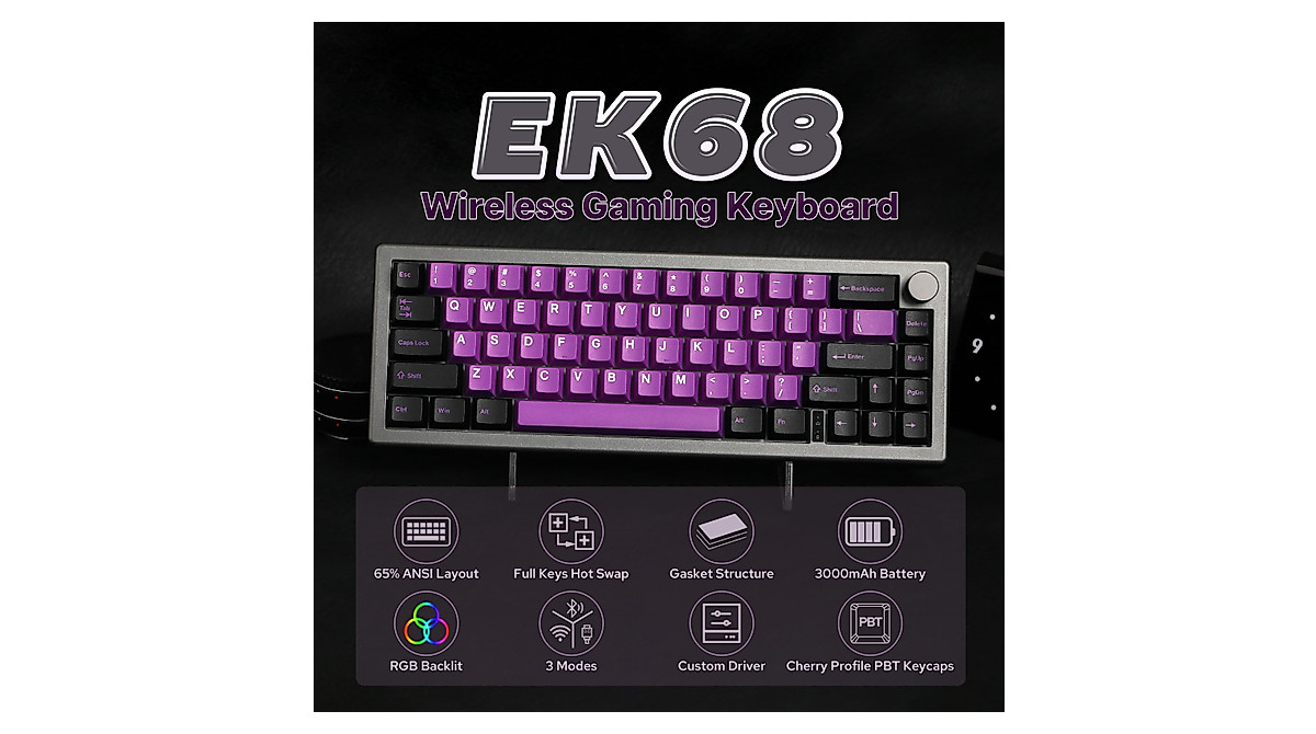 EPOMAKER EK68 Wireless Gaming Keyboard - Compact, RGB & Hot Swappable