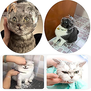 Cat Muzzle Breathable Cat Hood Adjustable Kitten Astronaut Transparent Helmet Prevent from Cats Biting Chewing Grooming Cat Bubbles Mask for Aggressive Cat (S)