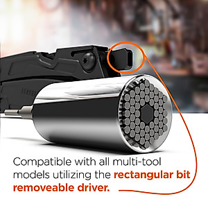 Galvanox Universal Socket Adapter Compatible with Leatherman Flat Bit System - Skeletool, Surge, MUT, Wave Plus and Signal Multitool Kit Set (Multi-Tool Accessories)