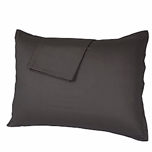 uwkcy Standard Pillow Cases, 100% Egyptian Cotton Pillowcases with Hidden Zipper, 500 Thread Count, Zippered Pillow Covers,Set of 2 (20x26 Inch, Black)