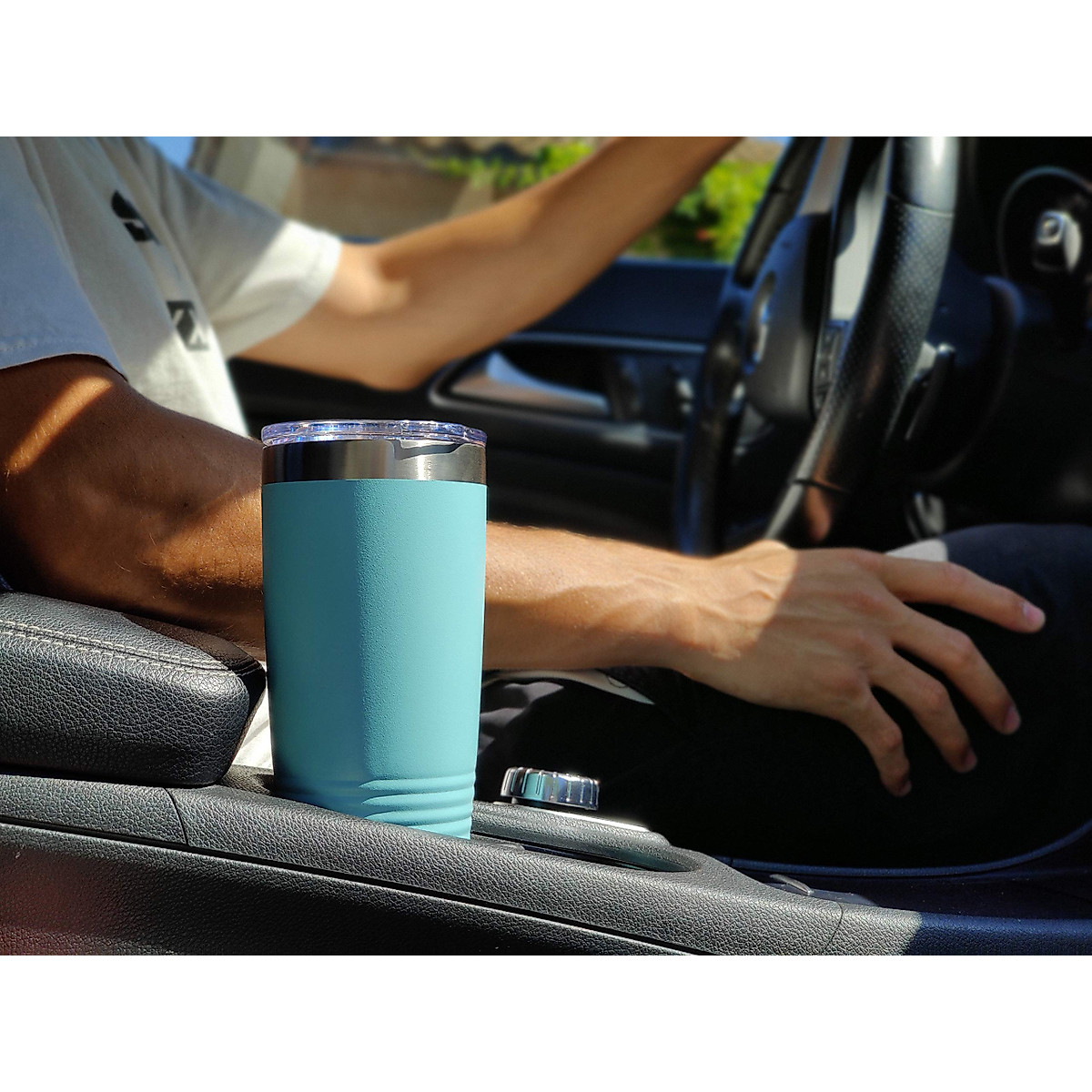 LaserGram 20oz Vacuum Insulated Tumbler Mug, Starfish, Personalized Engraving Included (Light Blue)