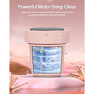 Portable Washing Machine, 11L Upgraded Large Capacity Foldable Mini Washer, Small Washing Machine for Apartments Travel Laundry Camping RV Dorm, Pink