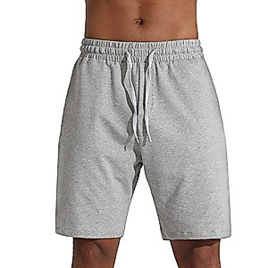 Men's Lounge Shorts with Deep Pockets Loose-fit Cotton Jersey Shorts for Running,Workout,Training, Basketball (605 Grey, Small)