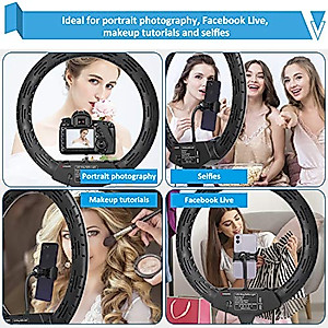 WISAMIC Ring Light Kit 18 inch with Stand and Phone Holder Bi-Color Dimmable 2800K-6000K LED Ring Light with Tripod and Remote for Camera Makeup Selfie YouTube Video Photography Shooting iPhone Vlog
