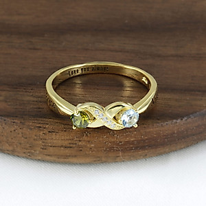 Shineyou Custom Infinity Rings with 2 Birthstones for Women Personalized Promise Rings for Her 925 Sterling Silver Ring Mother's Day Gift
