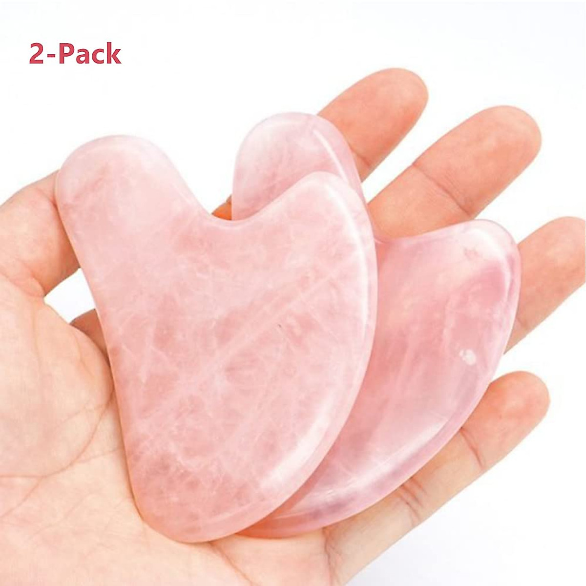Lippbest 2-Pack Gua Sha Facial Tools Skin Care Products for Massage Lifting.Eye Puffiness Relief Natural Rose Quartz Massage Stone