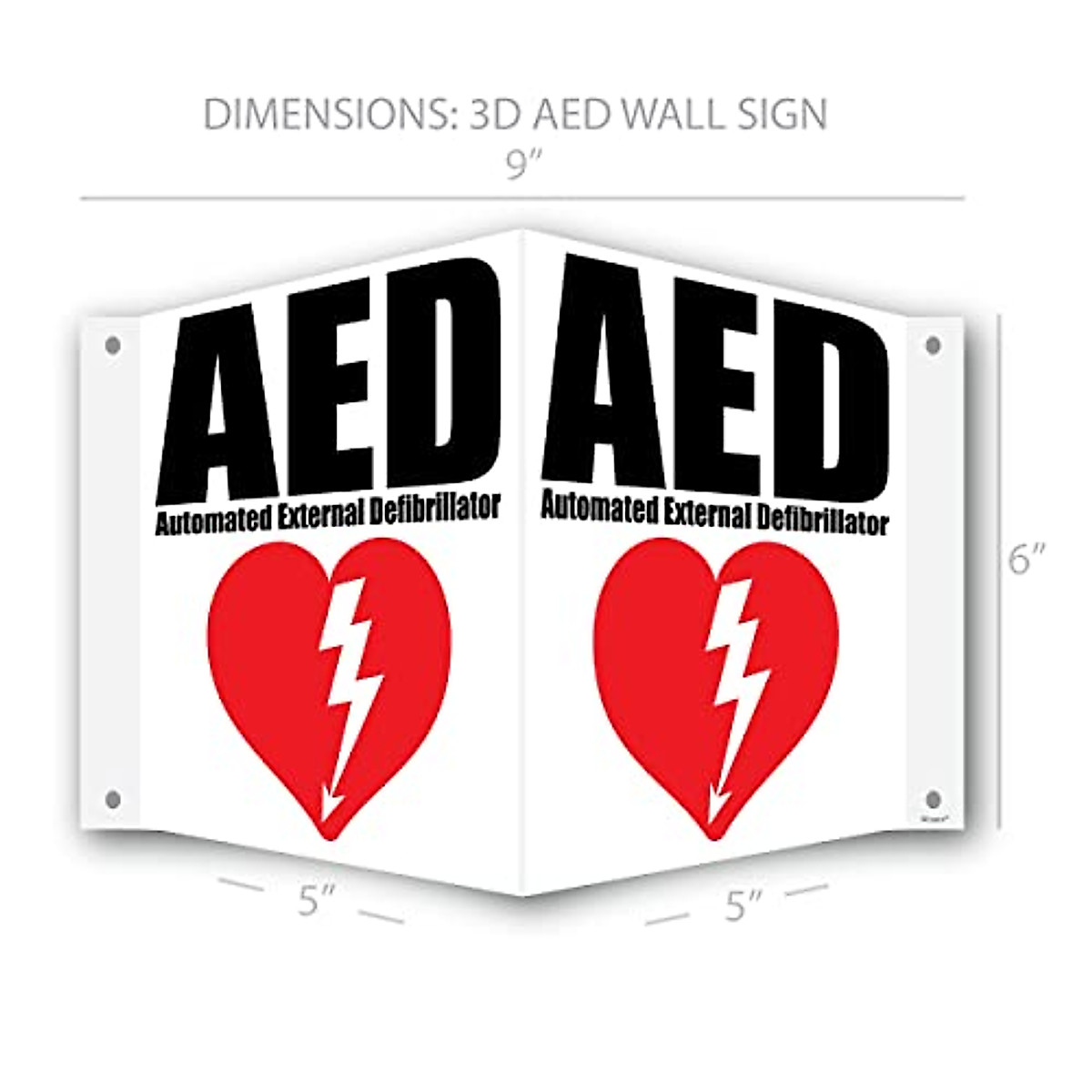 AED Sign 3D Projecting Location Inside AED Signs For Workplace or Wall