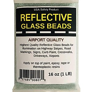 Reflective Glass Beads (1 LB Bag) | for Road Marking, Curb Paint, Traffic Paint, Pavement Striping, Parking Lots, Crosswalks, Driveways, Airports, Traffic Signs, Painting, Arts & Crafts