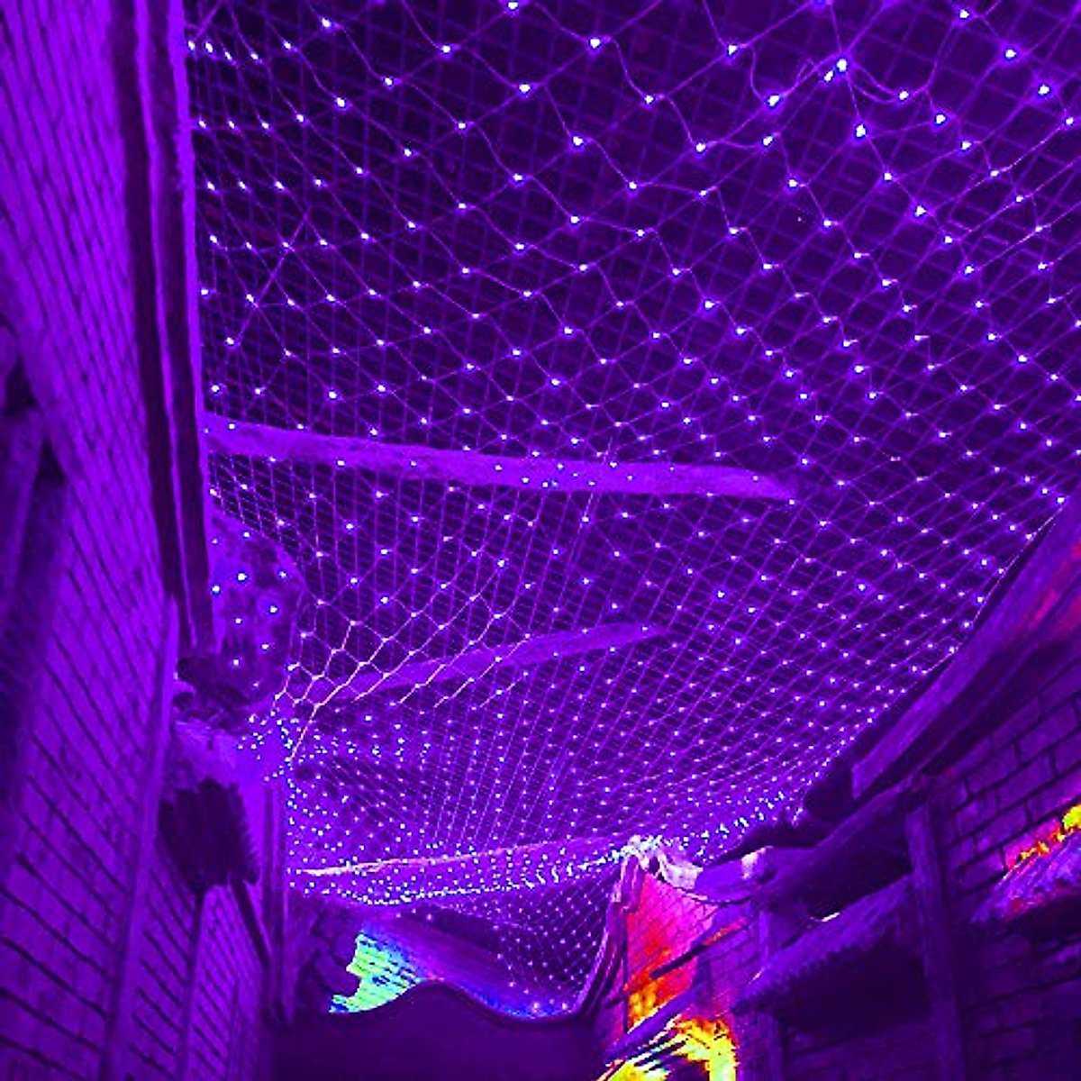 Curtain String Lights LED Fairy Net Light 8 Modes Twinkle Plug Control Timer Firefly Starry Night Lamp Halloween Christmas Tree Bushes Wall Backdrop Tapestry Decor (Purple, 6.6X9.8ft)
