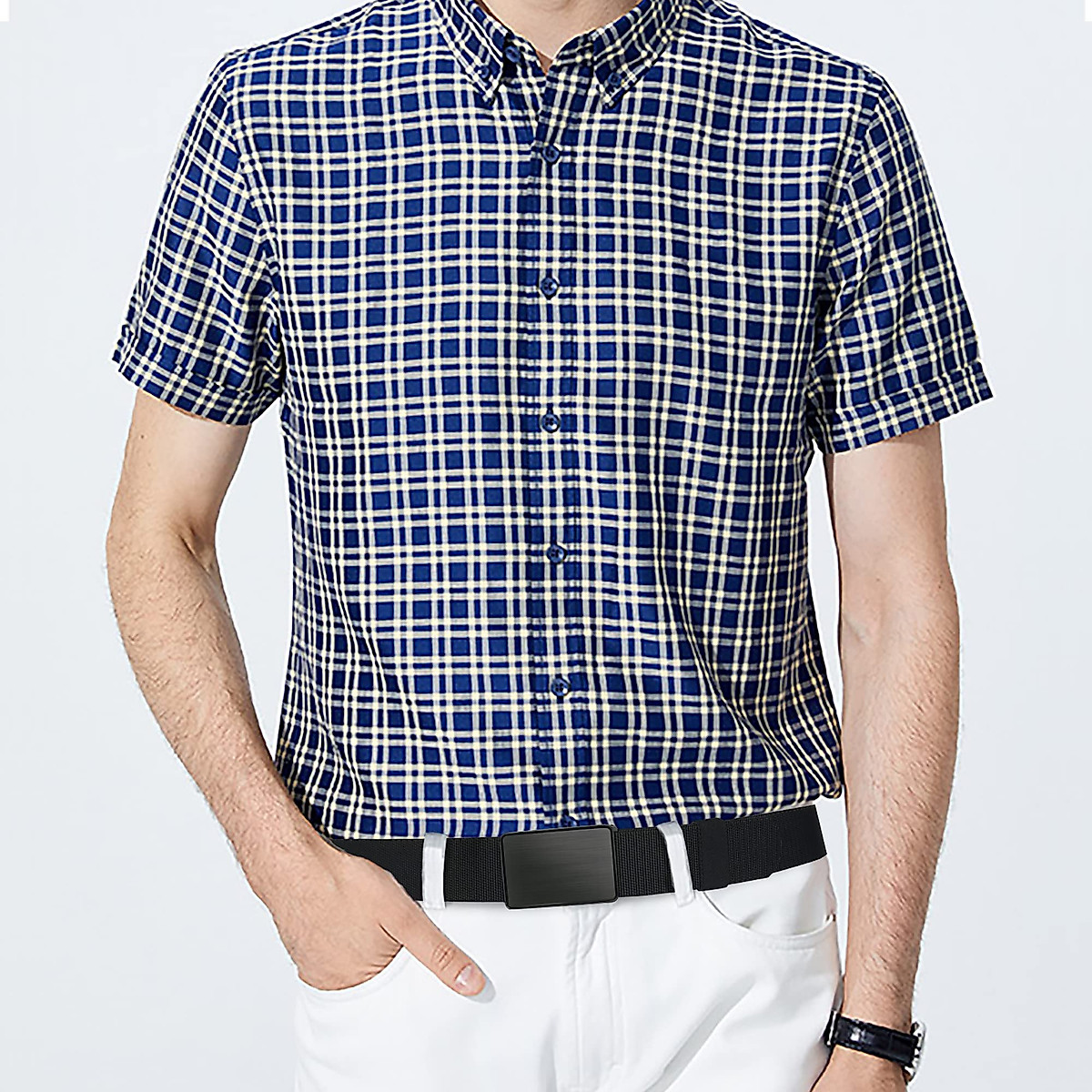 Awlyfm Mens Stretch Belts Elastic Canvas Webbing Belt for Men Black for Men Big and Tall 55inch