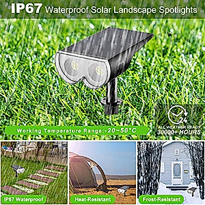 Linkind StarRay Solar Spot Lights Outdoor, 16 LEDs IP67 Waterproof Dusk-to-Dawn Solar Landscape Spotlights, 6500K Daylight Wall Lights, Solar Outdoor Lights for Garden Yard Driveway Walkway, 6 Pack