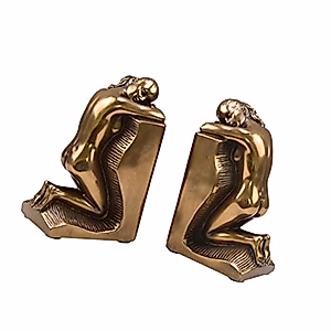 Bookends 2Pcs Beauty Girl Bookends Copper Art Book Stands Book Organising Frames Creative Book Supports Book Ends