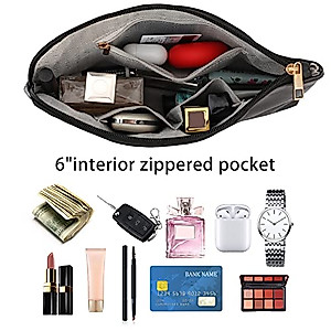 THOVSMOON Wristlet Clutch Purses for Women,Soft Vegan Leather Evening bag with Round handle,Large Zippered Bracelet Clutch (Black)