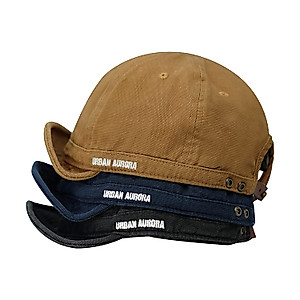 Clakllie Cotton Twill Baseball Hat Adjustable 6 Panel Cap Retro Hiphop Dancing Dad Hat Golf Caps with Short Flip Up Bill Brim