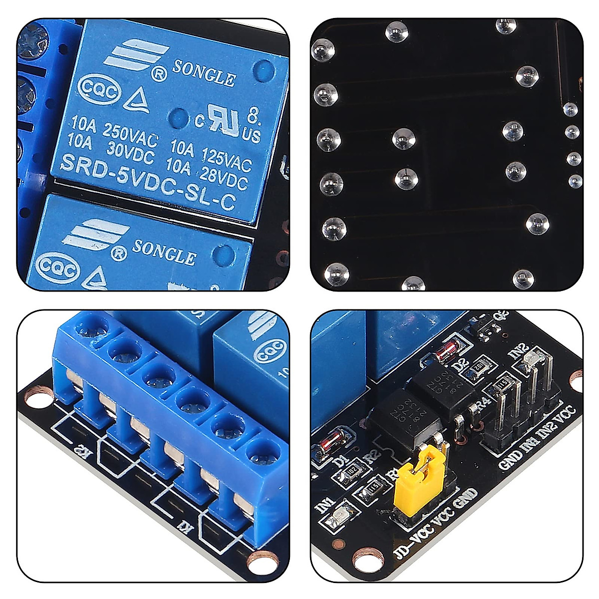 DWEII 10 PCS 2 Channel DC 5V Relay Module with Optocoupler Low Level Trigger Expansion Board Compatible with Arduino R3 MEGA 2560 1280 DSP ARM PIC AVR STM32 Raspberry Pi