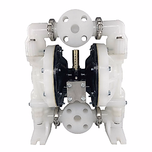 HOTSTORE Double Diaphragm Pump, Air-Operated Double Diaphragm Transfer Pump Polypropylene 72GPM,125 PSI, 1" Inlet &Outlet, 1/2" Air Inlet for Chemical Industrial Use (QB-25PP)