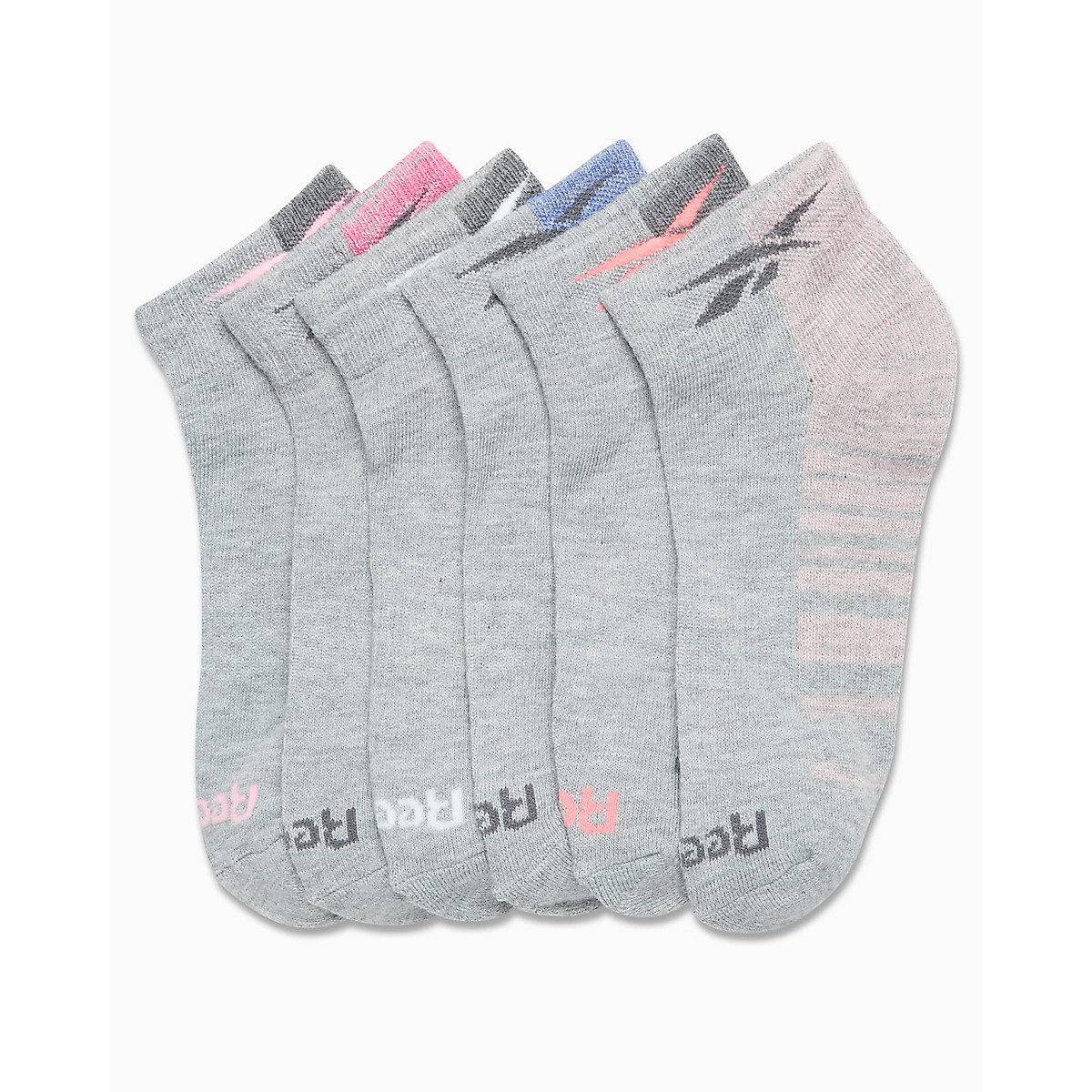 Reebok Women's Quarter Socks - 6 Pack Stretch Performance Arch Support Socks - Soft Cushioned Athletic Socks for Women (4-10), Size 4-10, Grey Pattern