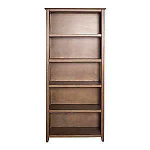 Amazon Brand – Stone & Beam 5-Shelf Bookcase, 75"H, Weathered Oak Finish