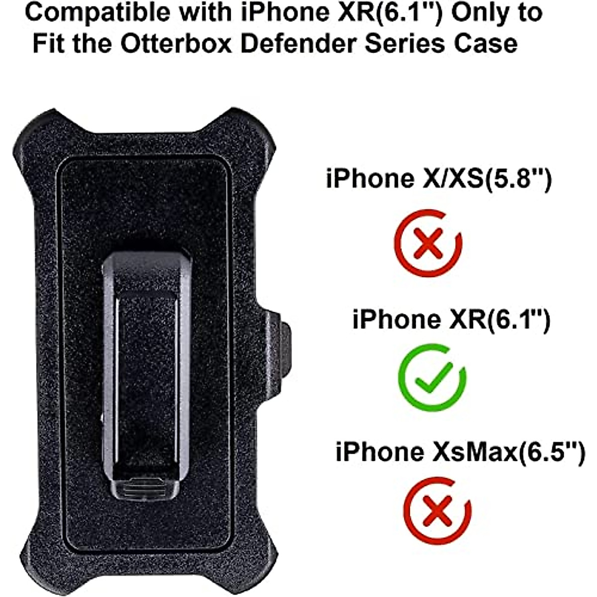 2 Pack Holster Belt Clip Replacement Compatible with OtterBox Defender Series Case for Apple iPhone XR (6.1") ONLY (Belt Clip Only, Not Including The Case)