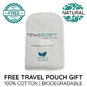 NewEastern Natural Turkish Loofah Sponge, Exfoliating Body Scrubber (5.9", 3 Pack)