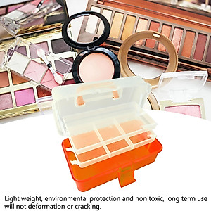 Three-Layer Clear Plastic Storage Box, Craft Organizer Folding Craft Organizer with Handle Organizer Box for Sewing Art and Cosmetic(Orange)
