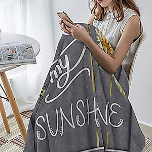 Ultra Soft Flannel Fleece Bed Blanket You are My Sunshine Bees Sunflower Throw Blanket All Season Warm Fuzzy Light Weight Cozy Plush Blankets for Living Room/Bedroom 40 x 50 inches