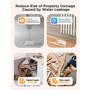 Govee WiFi Water Sensor 3 Pack, Water Leak Detector 100dB Adjustable Alarm and App Alerts, Leak and Drip Alert with Email, Wireless Detector for Home, Basement(Not Support 5G WiFi)