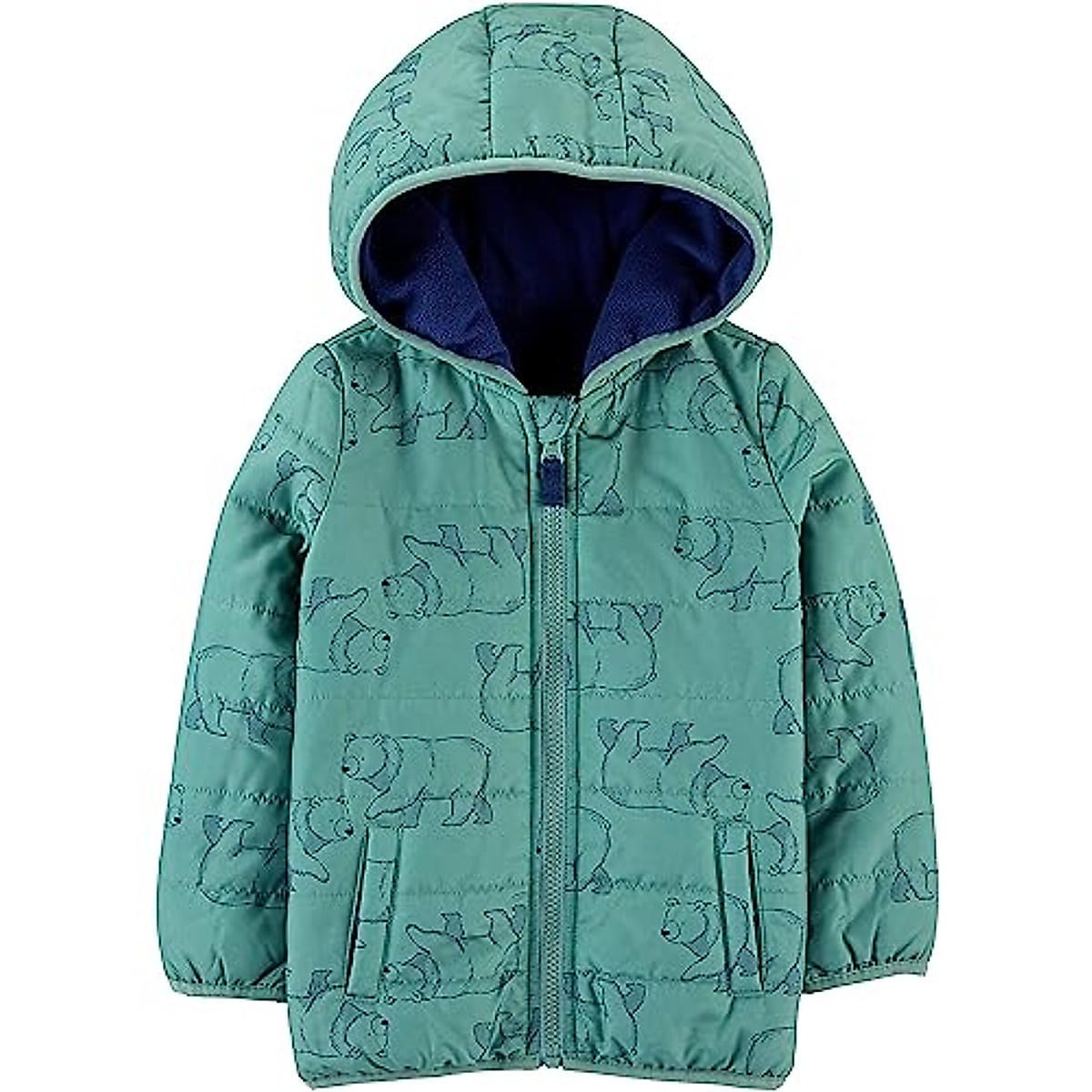 Simple Joys by Carter's Baby Boys' Puffer Jacket, Green Bear, 18 Months