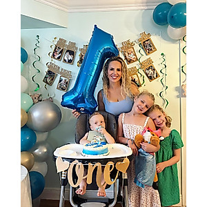 40 Inch Navy Blue 1 Balloon for First Birthday, Blue One 1st Number Balloon Birthday Decorations for Man, 10th 21st, Giant Number 1 Balloon