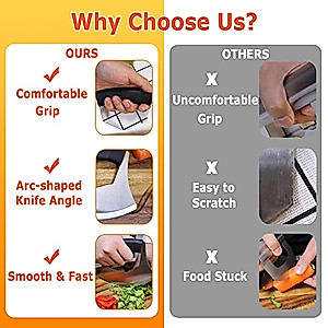 XoYoZo Salad Chopper Mezzaluna Knife with Protective Cover and Anti-Slip Handle Stainless Steel Chopper Vegetable Cutter Onion Chopper Mincing Knife Pizza Cutter