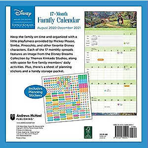 Disney Dreams Collection by Thomas Kinkade Studios: 17-Month 2020-2021 Family Wall Calendar