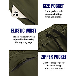 COOFANDY Men's 2 Pack Workout Shorts Quick Dry 7" Lightweight Sports Gym Running Shorts with Pockets Army Green/Black, XL