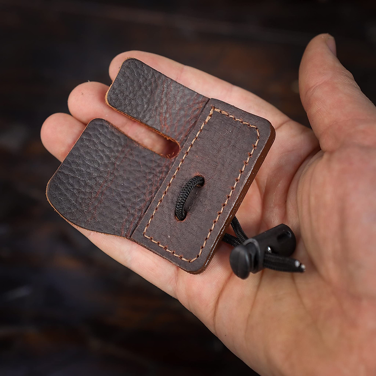 Shatterproof Archery Split Finger Archery Shooting Tab | Real Leather | Made in USA (Right Hand Chrome Tan)