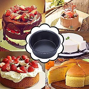 4 Inch Cake Pan Set of 5, Nonstick Round Cake Pans with 100 Pieces Parchment Paper, Baking Pan for Mini Cake Pizza Cheesecake, Non Toxic & Leakproof , Aluminum Material Food Grade Non Stick Coating