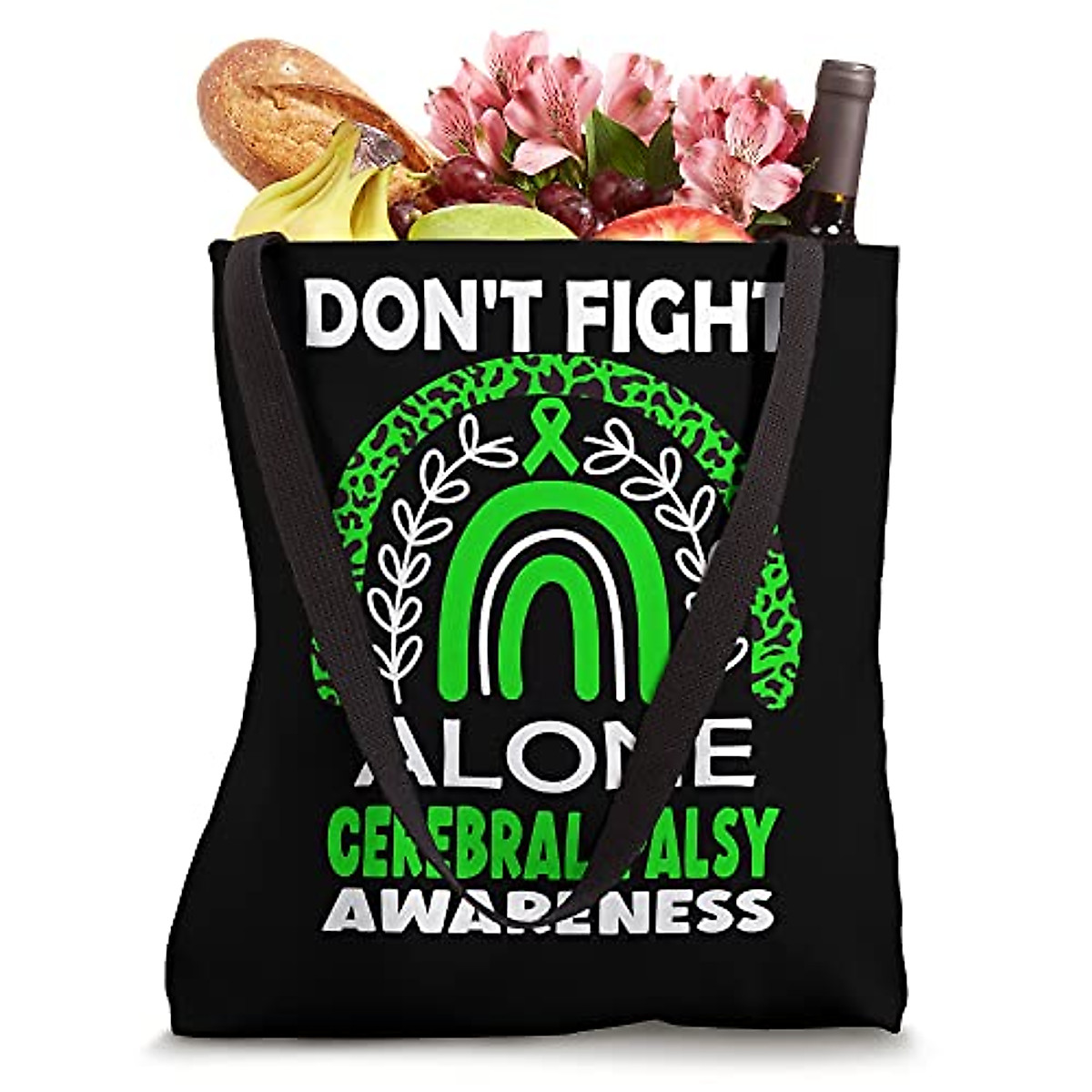 Cerebral Palsy Awareness Green Leopard Print Ribbon Tote Bag