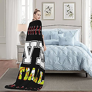 Softball Soft Throw Blanket All Season Microplush Thick Warm Blankets Tufted Fuzzy Flannel Throws Blanket for Bed Sofa Couch 60"x50"