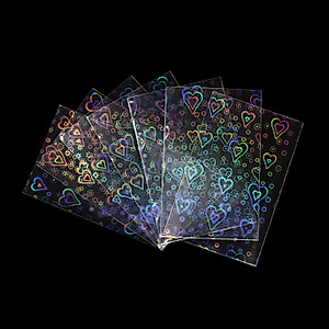 100PCS Laser Flashing Card Sleeves Cover Shinny Hearts Kpop Photocard Sleeves (58x89mm, Hearts)