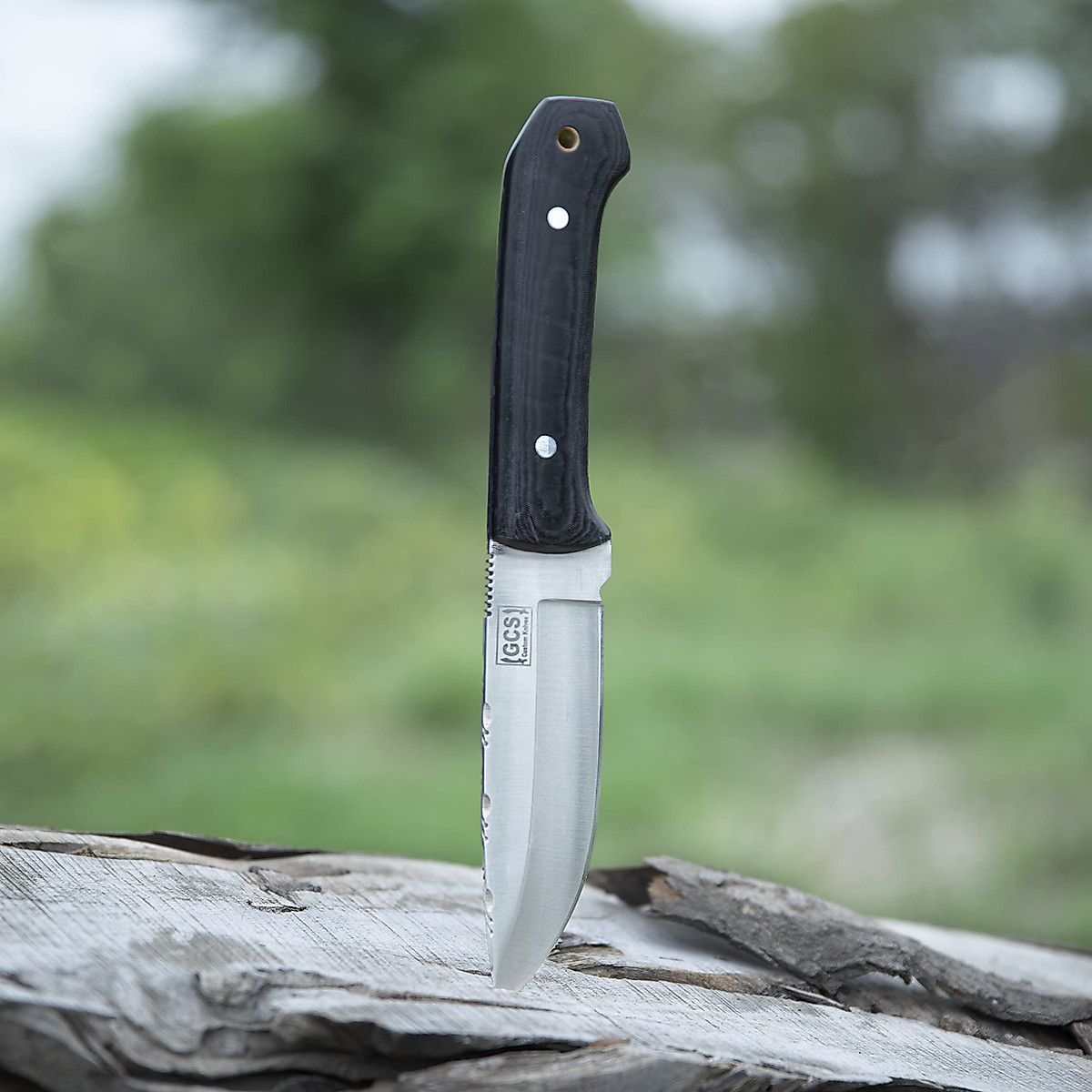 GCS Handmade Micarta Handle D2 Tool Steel Tactical knife Hunting Knife Camp Knife with leather sheath Full tang blade designed for Hunting & EDC GCS 108