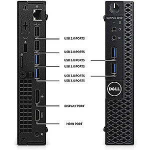 Dell OptiPlex 5050 Micro Form Factor (Intel Core i5-6500T, 16GB DDR4, 256GB SSD) WiFi, DP, HDMI, Windows 10 Pro (Renewed)